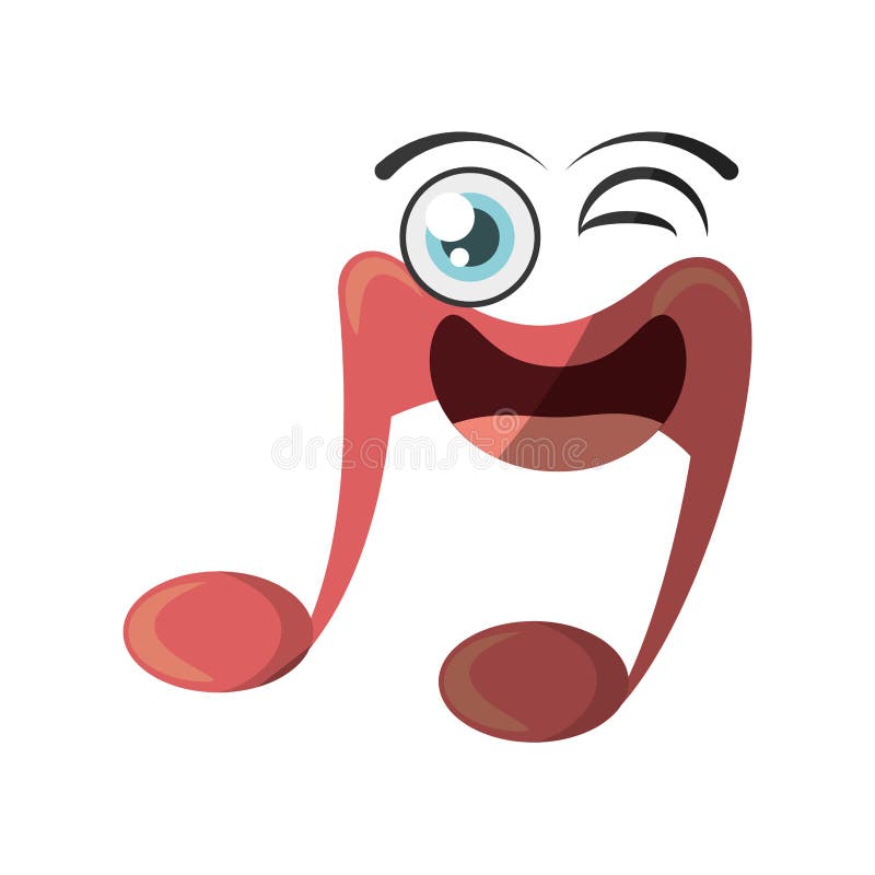 Cartoon Music Note Symbol Wink Stock Illustration - Illustration of ...