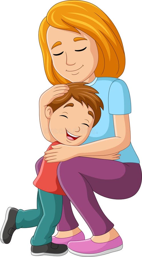 Cartoon Mutter Umarmt Einen Sohn Vektor Abbildung - Illustration von ...