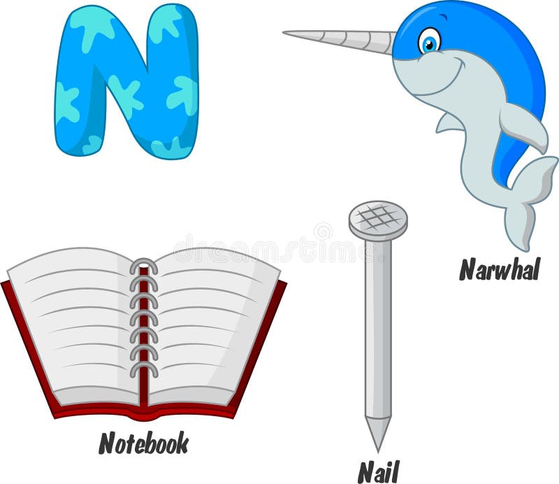Cartoon N alphabet stock vector. Illustration of vocabulary - 54299514