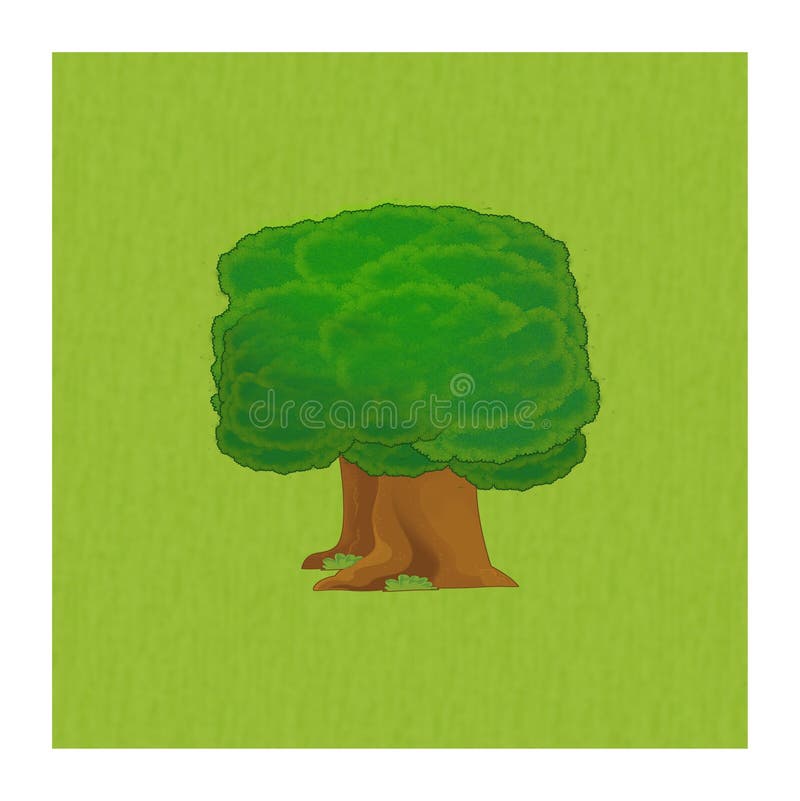 Cartoon Nature Element Tree Isolated Illustration for Children Stock ...