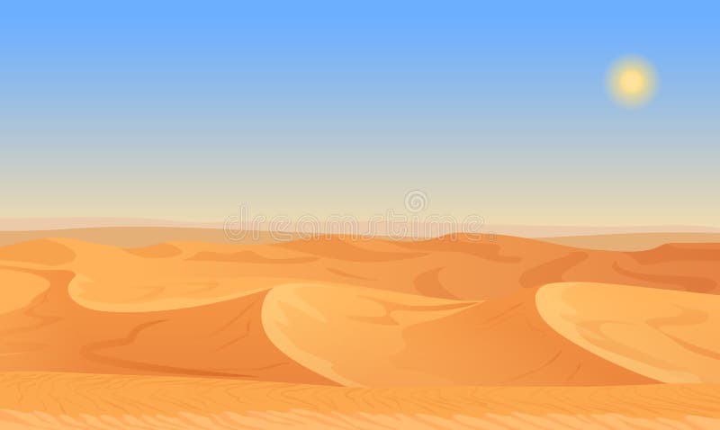 Cartoon Nature Empty Sand Desert Landscape Vector Illustration. Stock ...