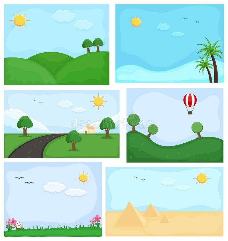 Cartoon Nature Landscape stock vector. Illustration of desert - 93186833