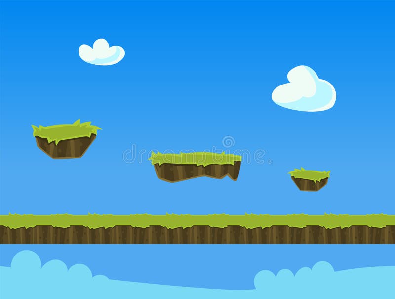 Cartoon Nature Landscape, with Grass and Cloud for Platform Games ...