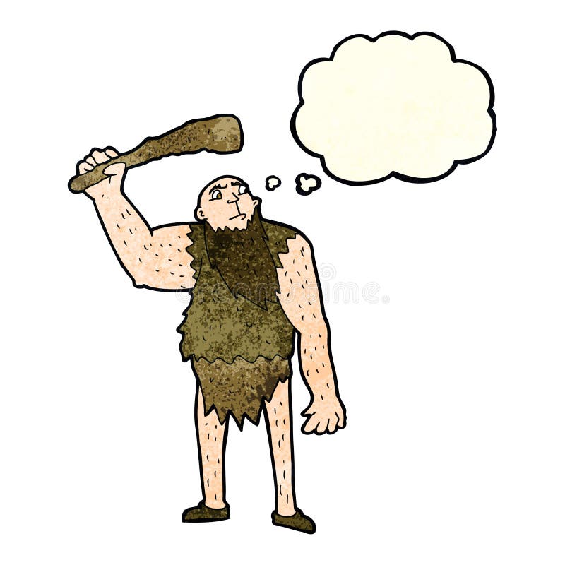 Cartoon Neanderthal with Thought Bubble Stock Illustration ...