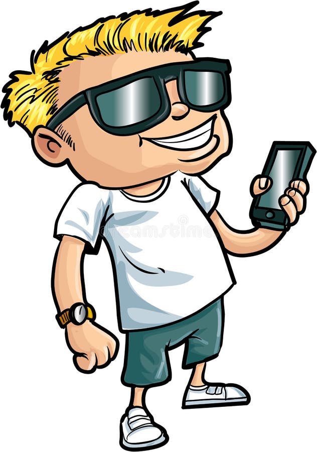 Cartoon Nerd with a Smart Phone Stock Illustration - Illustration of ...