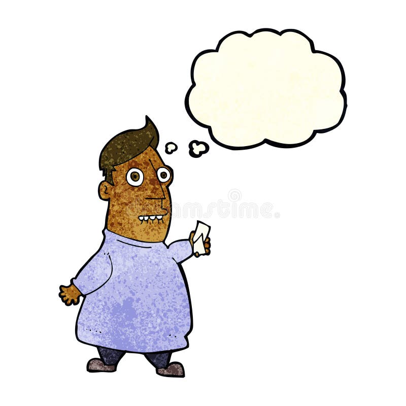 Cartoon Nervous Man with Tickets with Thought Bubble Stock Illustration ...