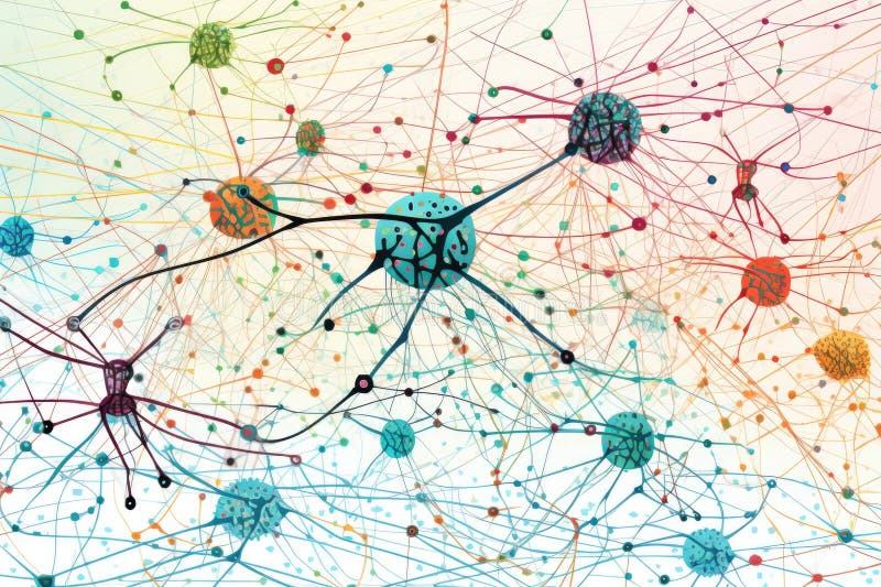Cartoon of Neural Network with Many Different Connections, Each One ...