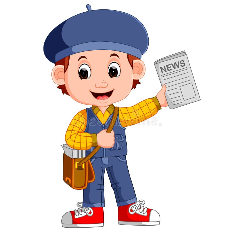 Cartoon paper boy yelling stock vector. Illustration of selling - 53569958