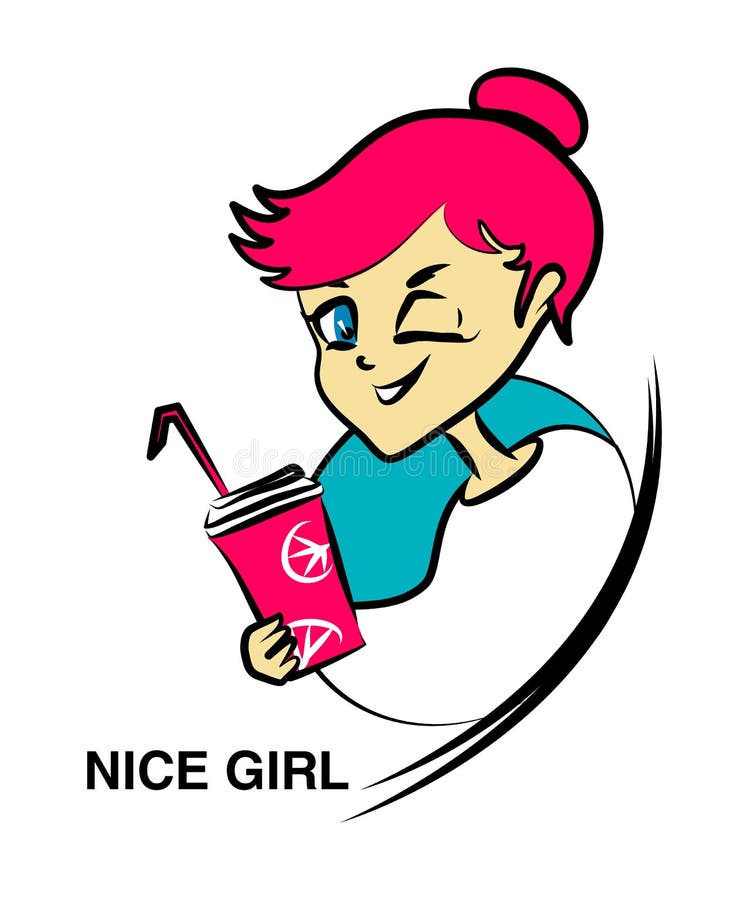 Cartoon nice girl stock illustration. Illustration of girl - 54327661