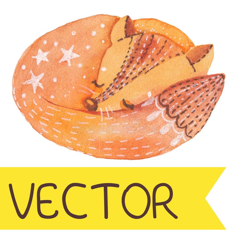 Cartoon Night Scene with Cute Fox Stock Vector - Illustration of ...