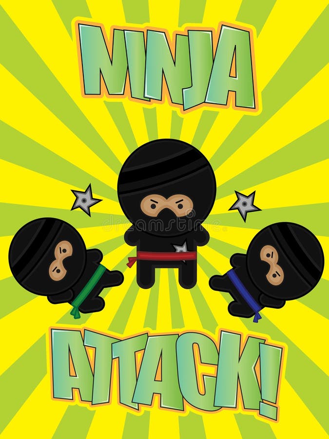 Cartoon Ninja Poster stock illustration. Illustration of arts - 23553781