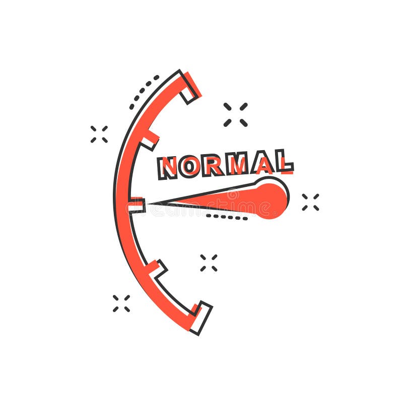 Cartoon Normal Level Icon in Comic Style. Speedometer, Tachometer Sign ...