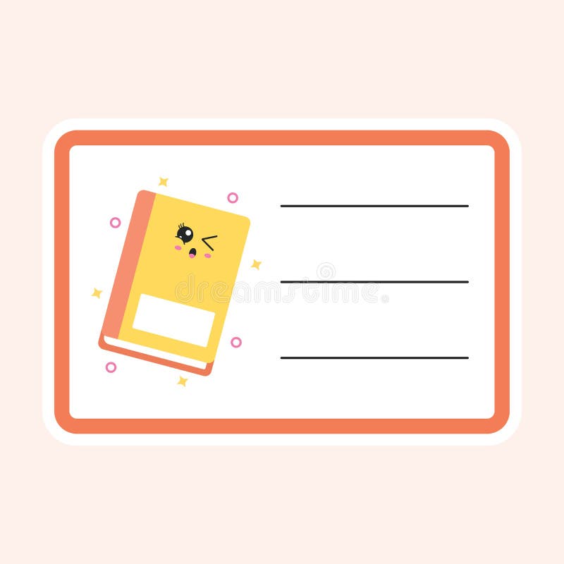 Cartoon Notebook Character Sticker or Label on Peach Stock Illustration ...