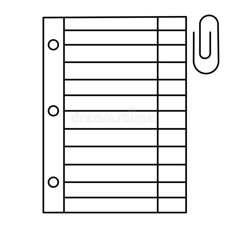 Cartoon Notebook Paper Isolated on White Background Stock Illustration ...