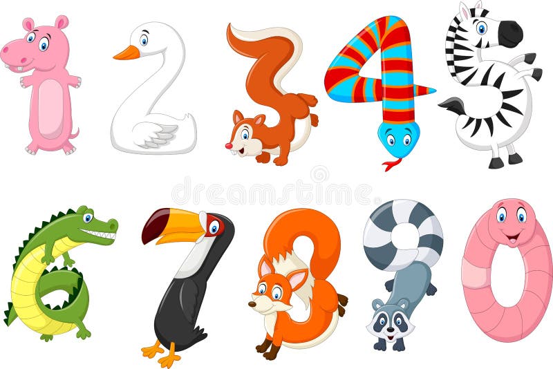 Numbers Like Domestic and Wild Animals Stock Vector - Illustration of ...