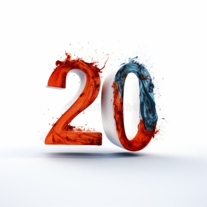 Flaming Twenty Two Number: Hyperrealistic Illustrations with Explosive ...