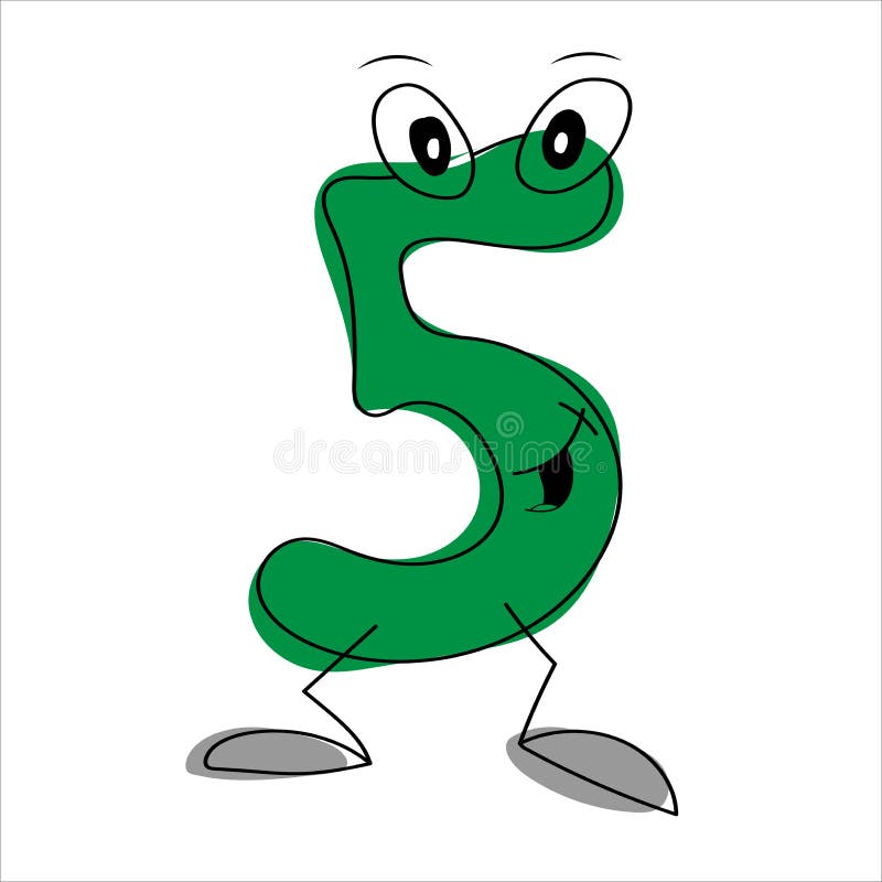 Cartoon Number Five, Funny Numbers for Children`s Design, Visual ...