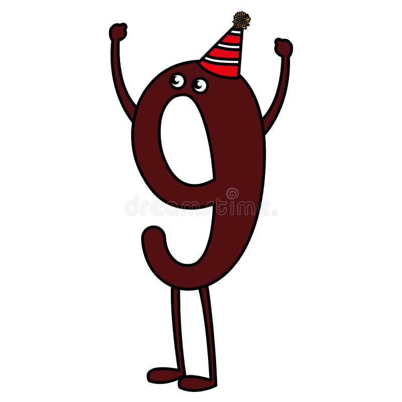 Number nine comic style stock vector. Illustration of happy - 118797072