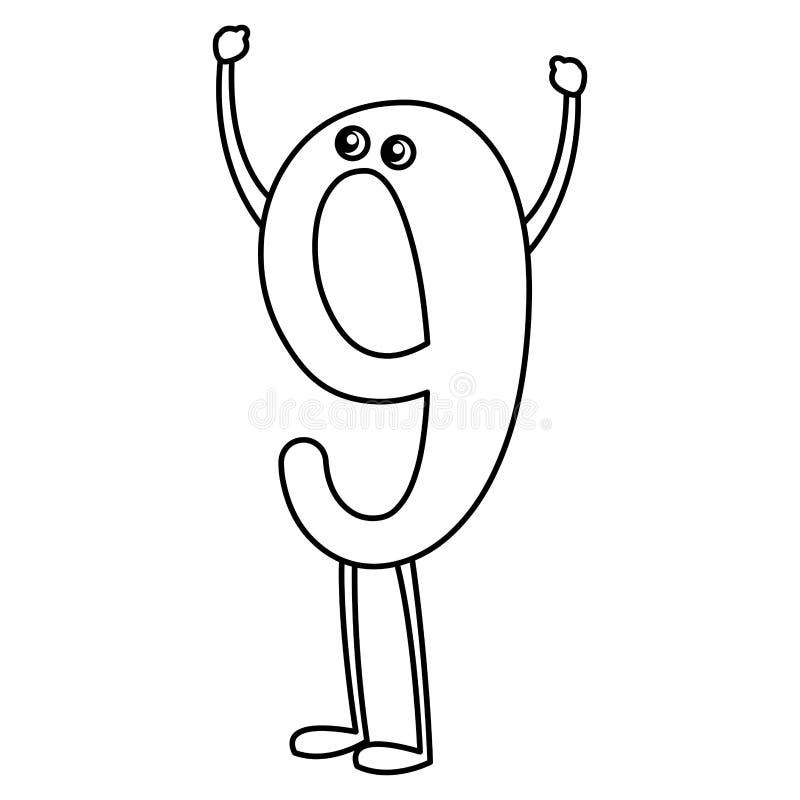 Number nine comic style stock vector. Illustration of happy - 118797072