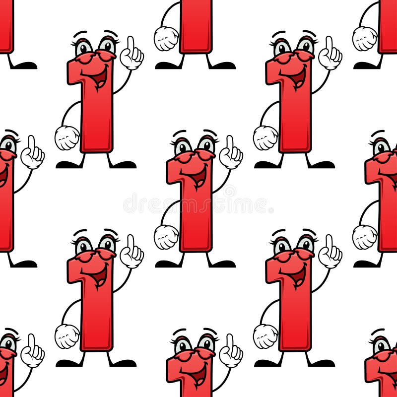 Cartoon Number One Seamless Pattern Stock Vector - Illustration of ...