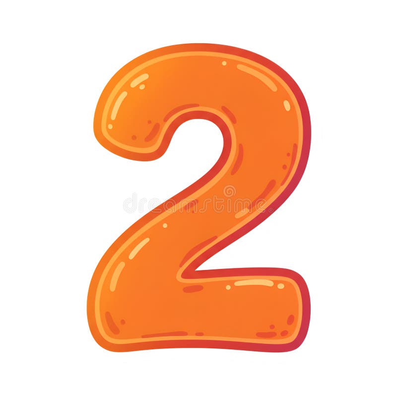 Illustration of a Single Orange Number Two with a Cartoon Style on a ...