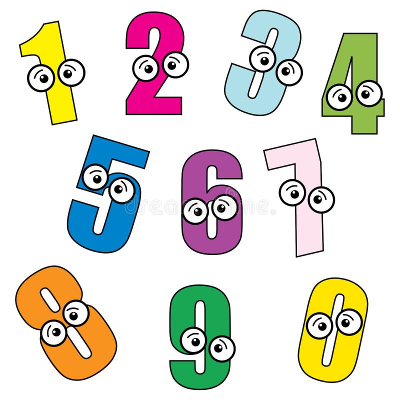 Cartoon Numbers stock illustration. Illustration of icons - 16096950