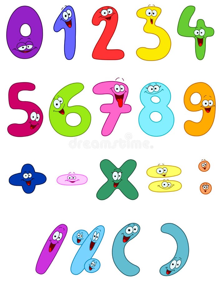 Cartoon Numbers Characters stock vector. Illustration of happy - 26431840
