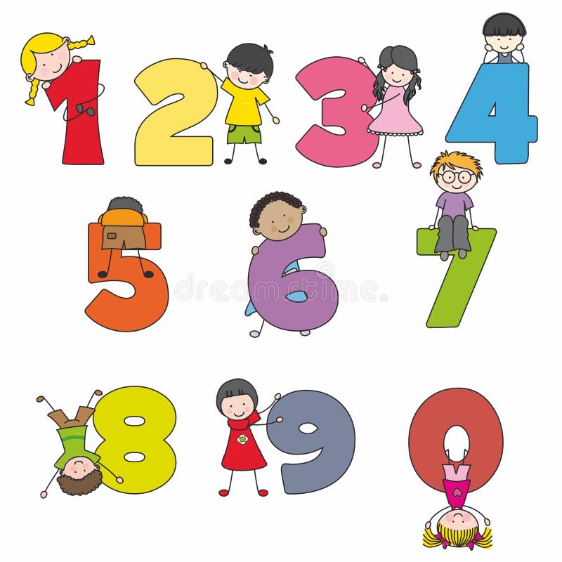 Cartoon Numbers and Children Stock Vector - Illustration of clip, blue ...