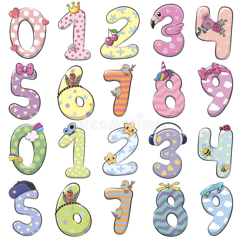 Cartoon Numbers Characters stock vector. Illustration of happy - 26431840
