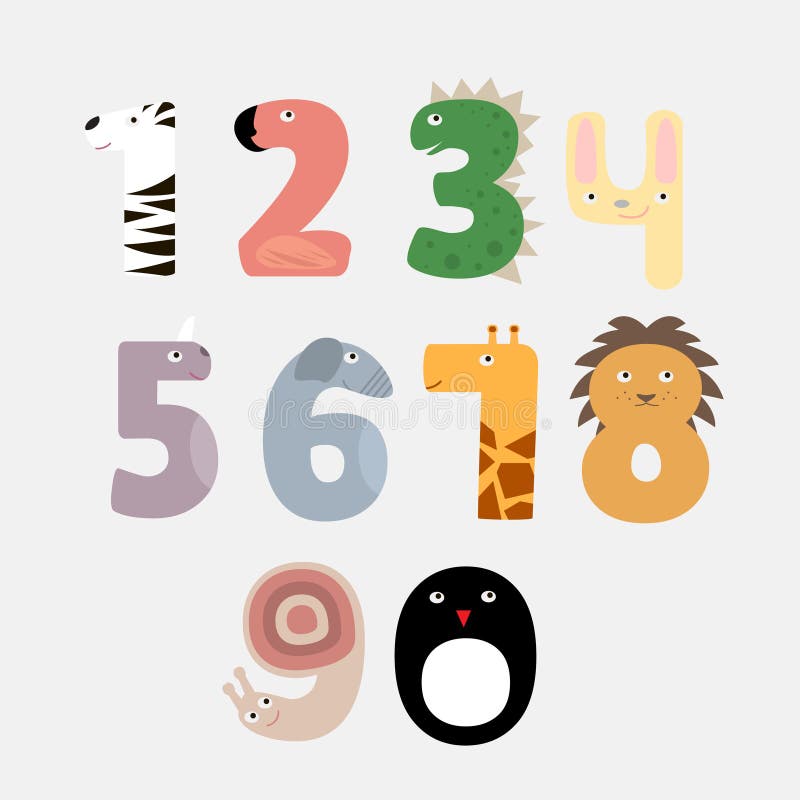 Numbers Like Domestic and Wild Animals Stock Vector - Illustration of ...