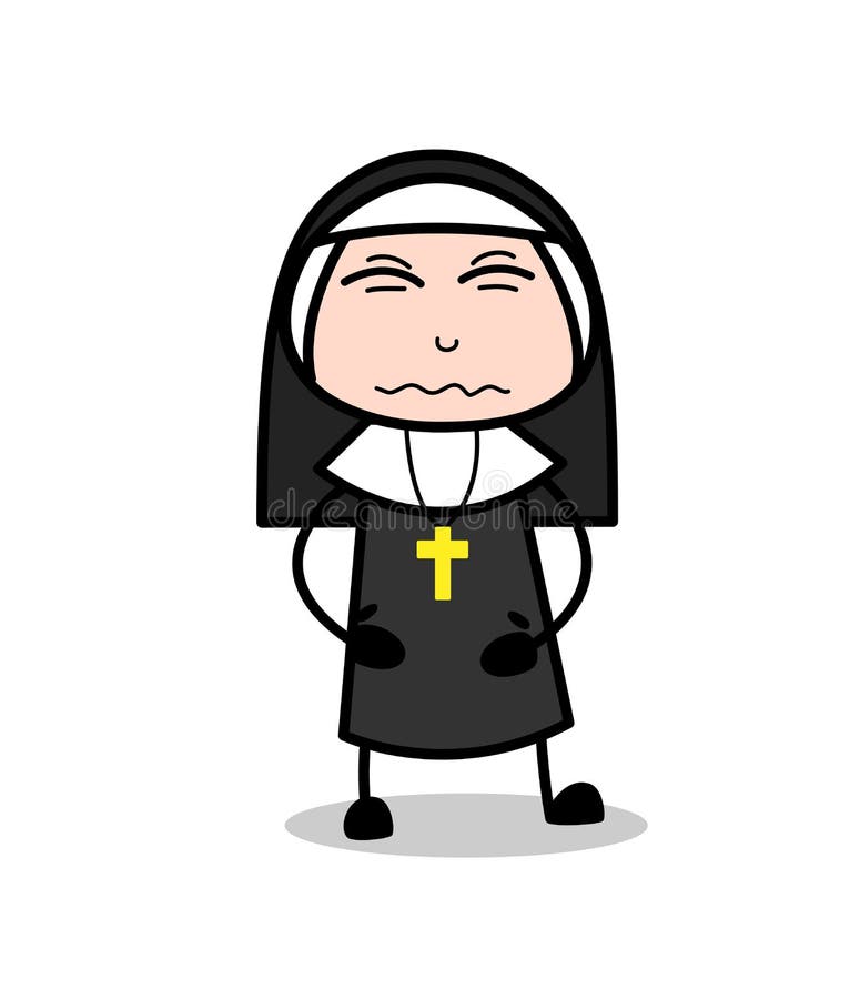 Cartoon Nun Confounded Face Vector Stock Illustration - Illustration of ...