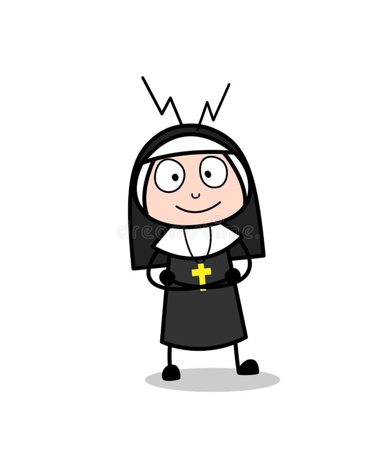 Cartoon Nun Happy Smiling Face Expression Vector Stock Illustration ...
