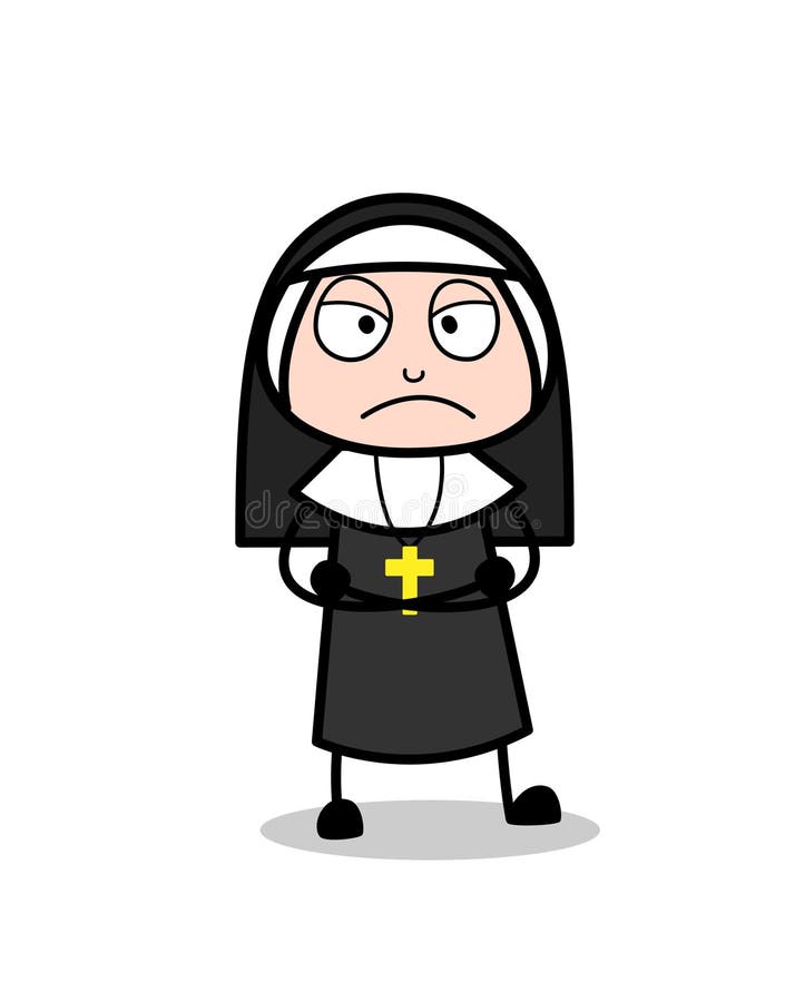 Cartoon Nun Pouting Face Vector Stock Illustration - Illustration of ...