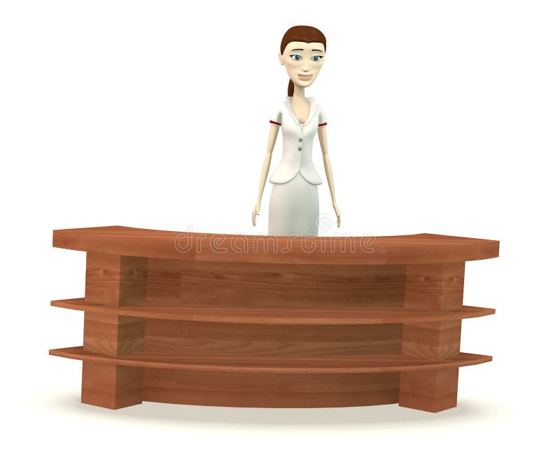 Cartoon nurse behind desk stock illustration. Illustration of nurse ...