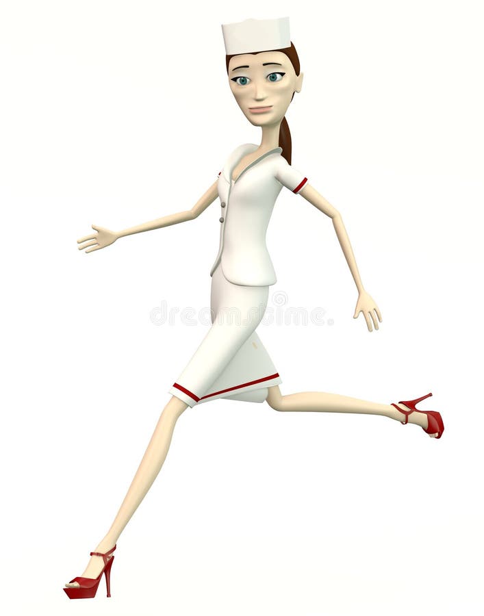 Cartoon nurse - running stock illustration. Illustration of expression ...