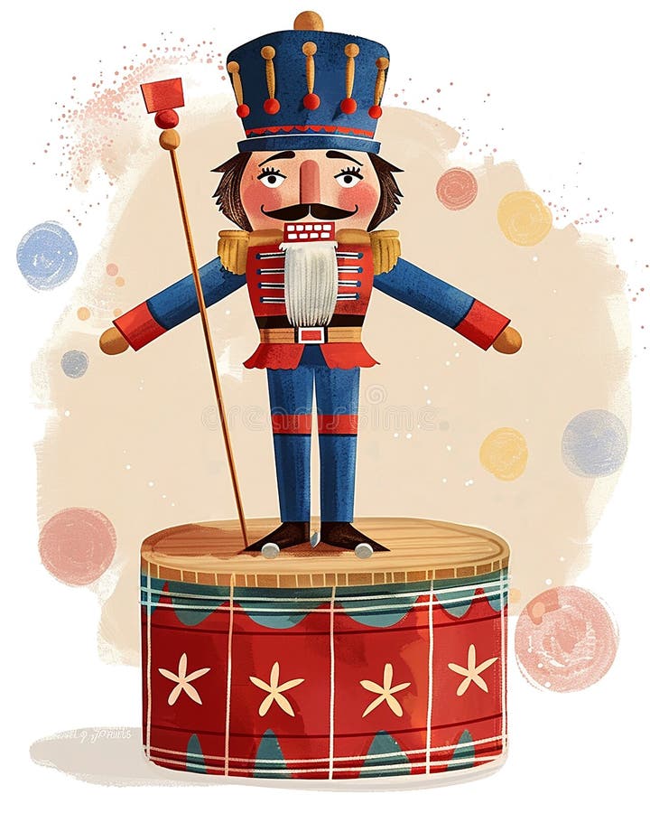 A Cartoon Nutcracker Character Dressed in a Red Uniform and a Black Hat ...