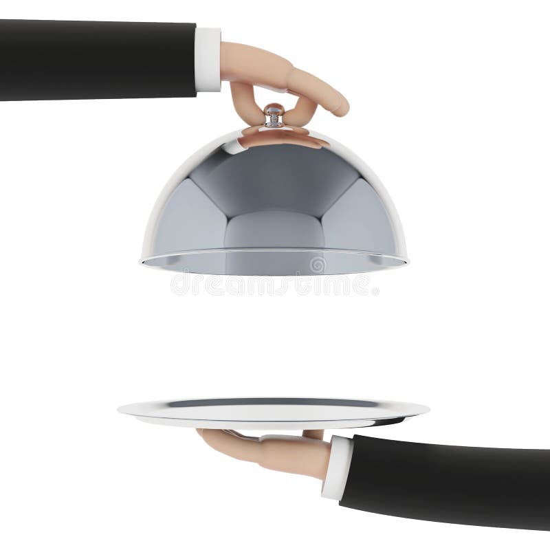 Cartoon Ober Hand Met Lade. Stock Illustratie - Illustration of butler ...