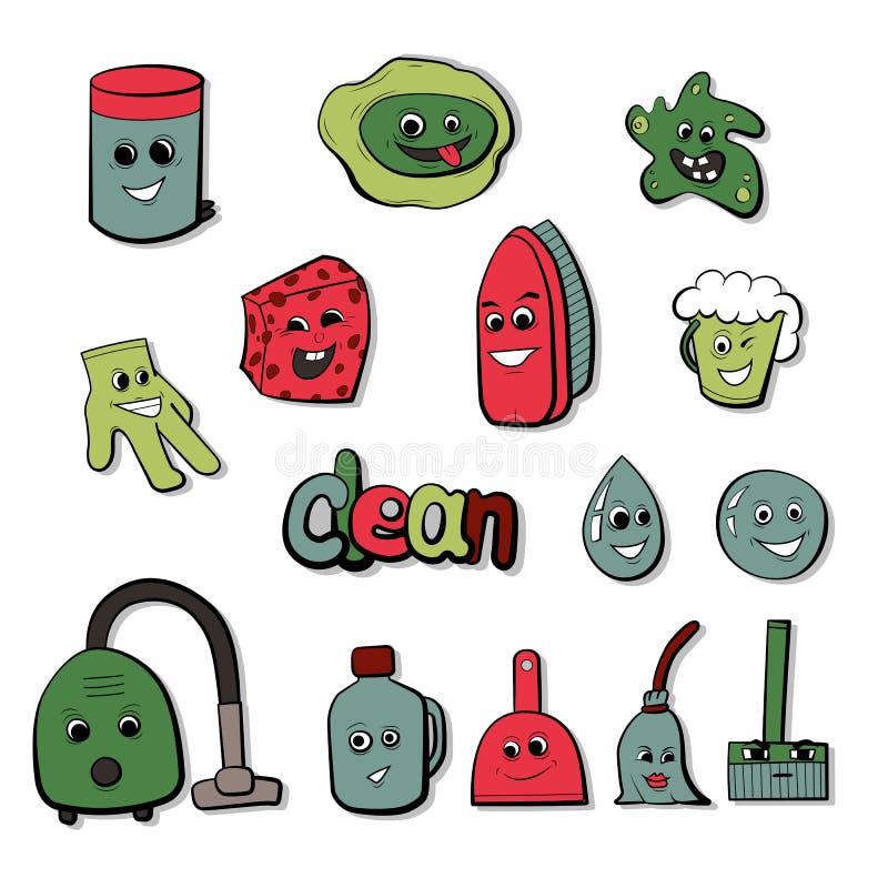 Cartoon Objects for Clean Up. Stock Vector - Illustration of ...