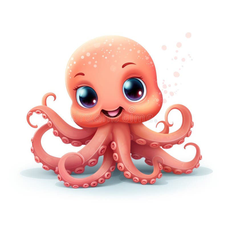 A Cartoon Octopus with a Smile on Its Face. Stock Illustration ...