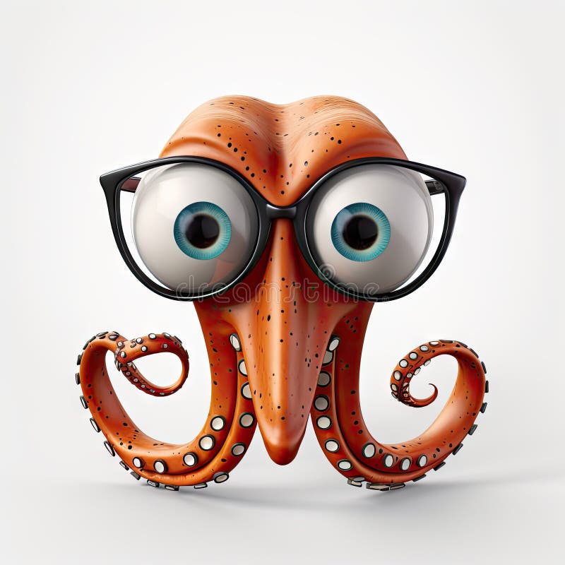 A Cartoon Octopus with Glasses and Eye Glasses on it S Face. Generative ...