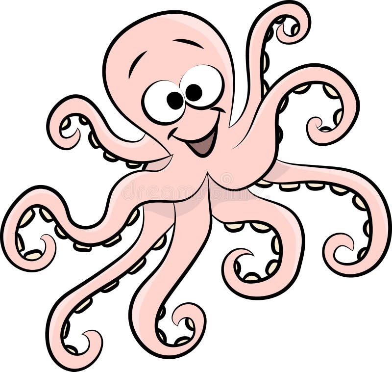 Cartoon Octopus Smiling Vector Illustration for Children Stock Vector ...