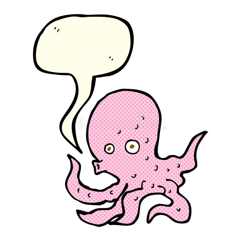 Cartoon Octopus with Speech Bubble Stock Illustration - Illustration of ...