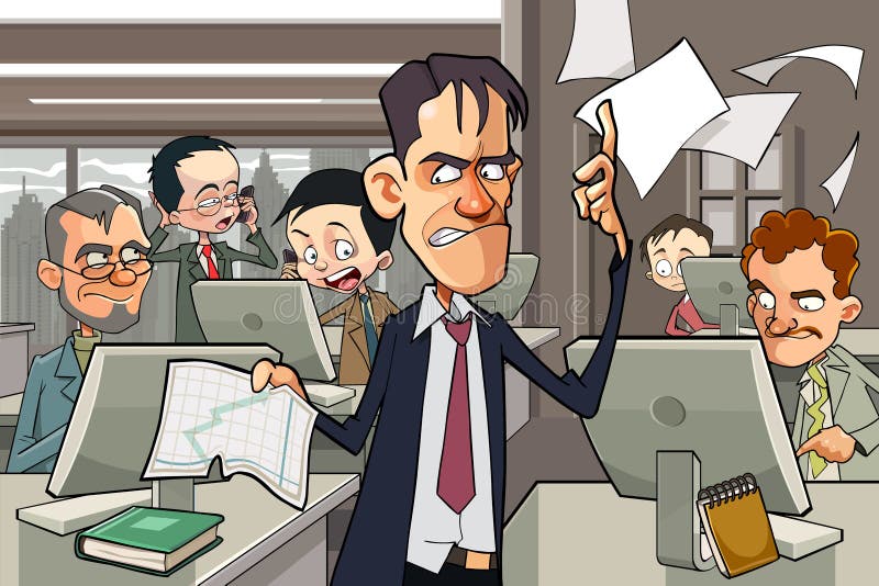 Cartoon Office Full of People Working at Computers Stock Vector ...
