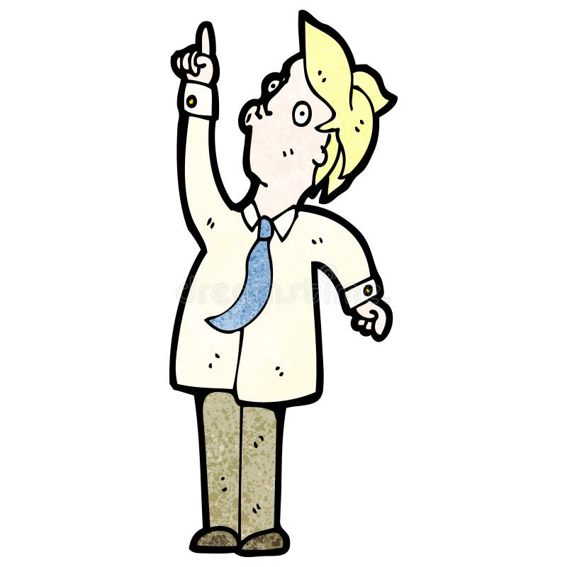 Cartoon Office Guy Pointing Upwards Stock Vector - Illustration of clip ...