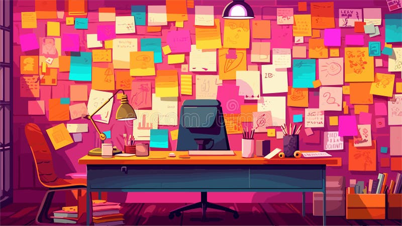 Desktop Board with Stickers Flat Style Vector Stock Vector ...