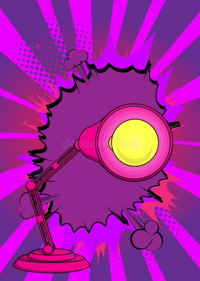 Cartoon Office Lamp, Comic Book Equipment. Retro Vector Comics Pop Art ...