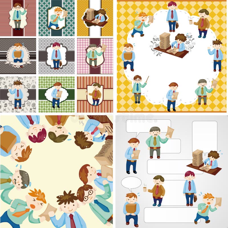 Cartoon office worker card stock vector. Illustration of adorable ...