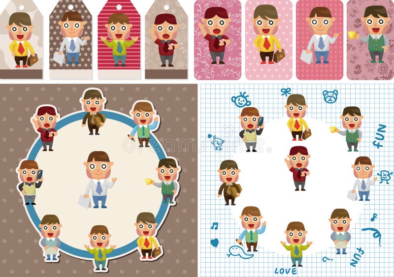 Cartoon office worker card stock vector. Illustration of market - 22031327