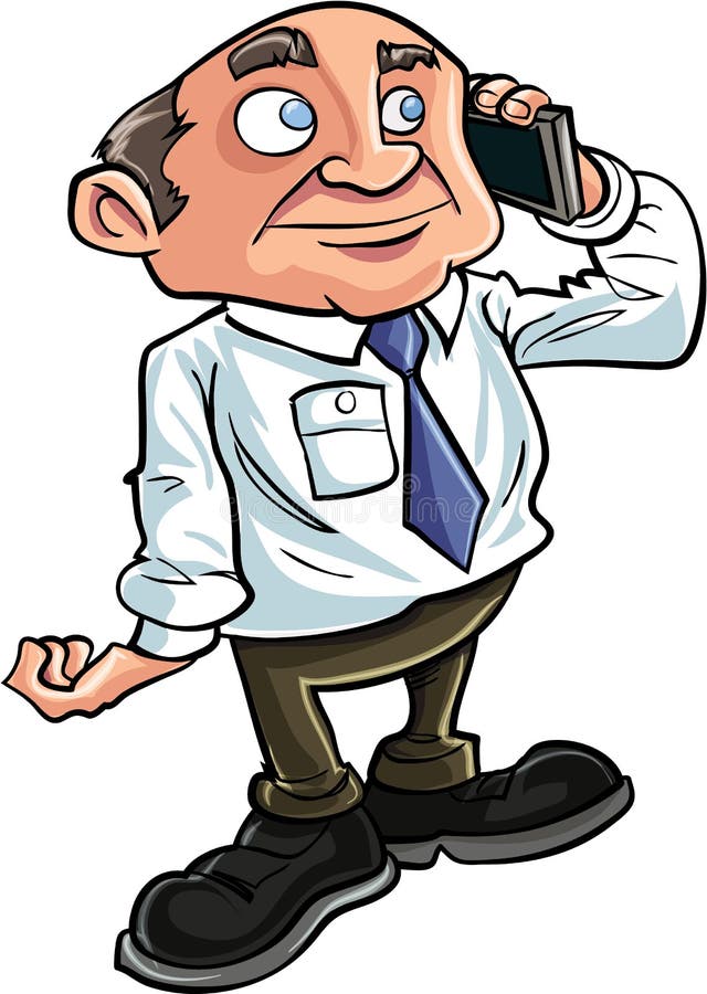 Cartoon Office Worker on the Phone. he is Smiling Stock Illustration ...
