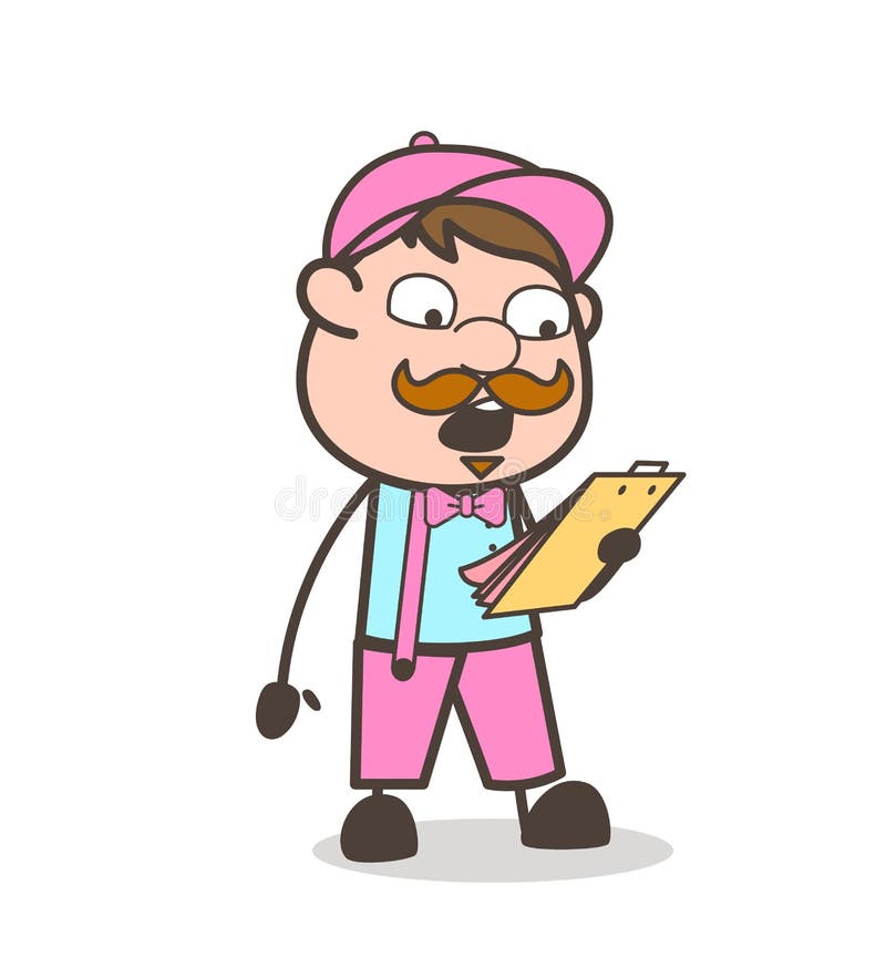 Cartoon Office Worker Reading Agreement Document Vector Stock ...